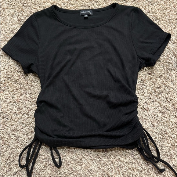 Shirts & Tops | Black Kids Stringy Top Fits Like Kids Xl | Poshmark